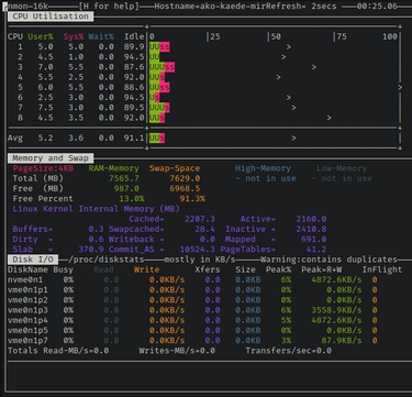 Linux usage history of CPU Memory and Disk usage using nmon | Web3us LLC